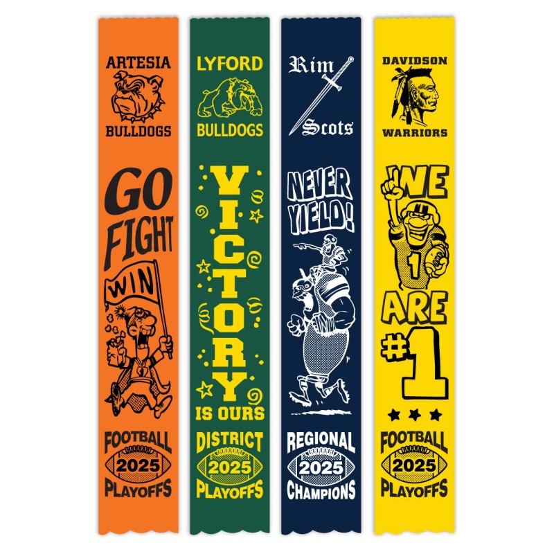 Football Playoff Ribbons - TTC Trammell Company - School Spirit Supplies