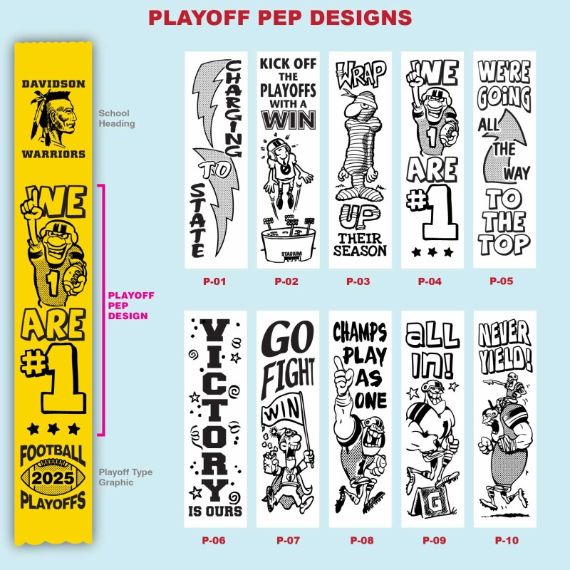 Football Playoff Ribbons - TTC Trammell Company - School Spirit Supplies